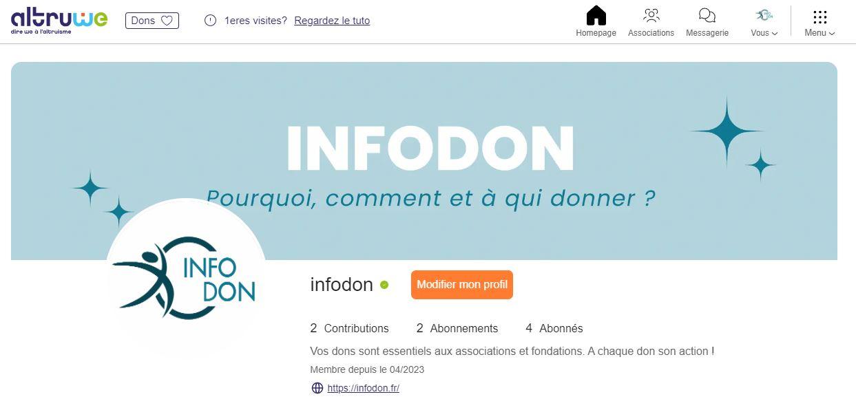 Infodon.fr est sur Altruwe ! - infodon.fr